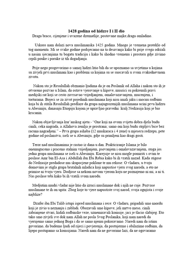 1425 Godina Od Hidzre I I II Dio | PDF