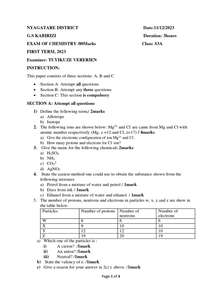 EXAM S3 1rst Term 2023 PDF
