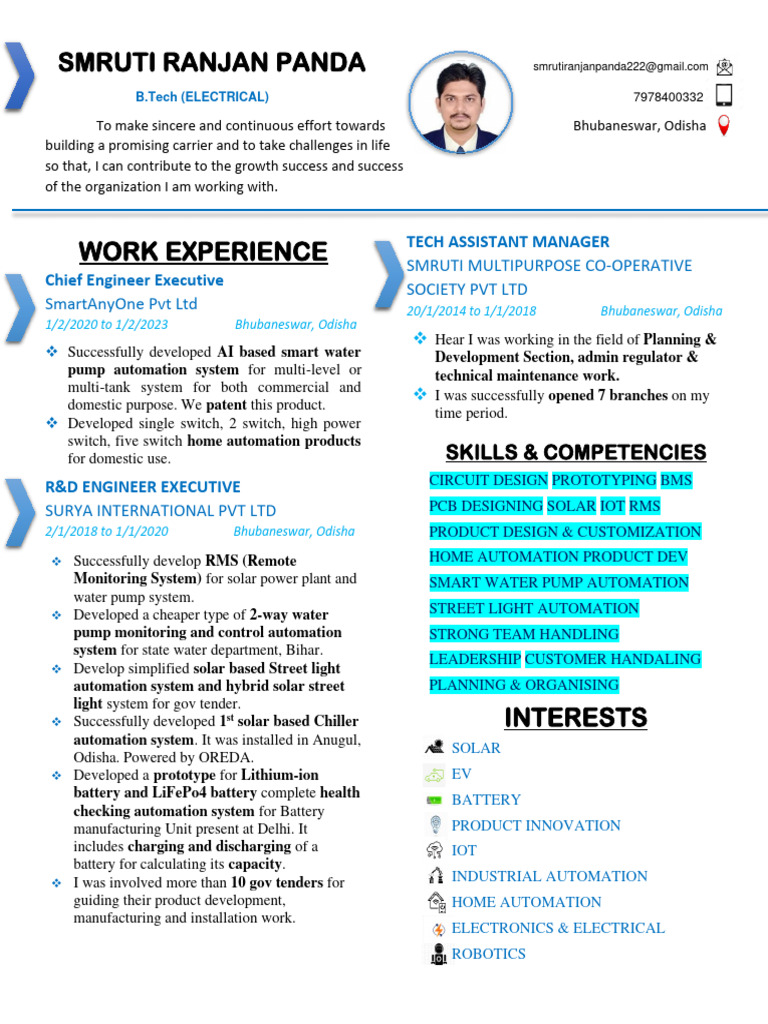 SMRUTI RANJAN PANDA | PDF | Automation | Physical Sciences