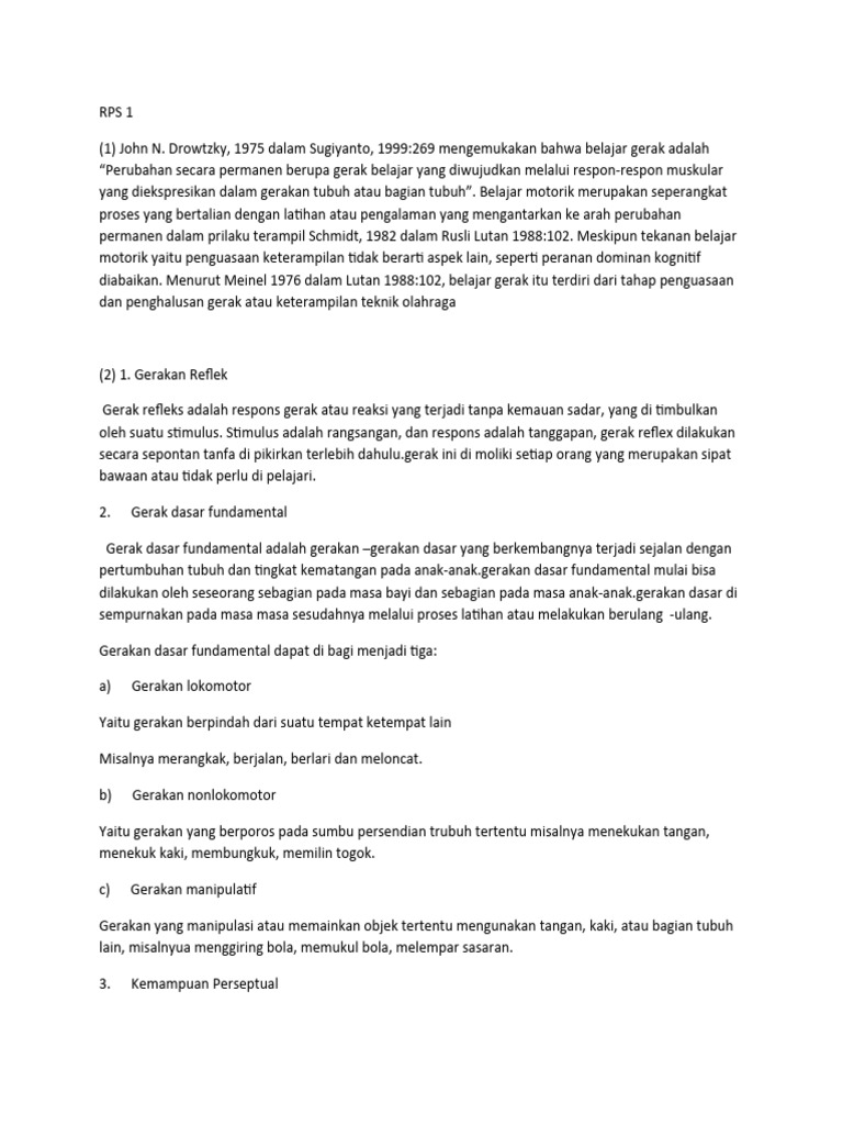 RPS Motorik | PDF | Sains & Matematika