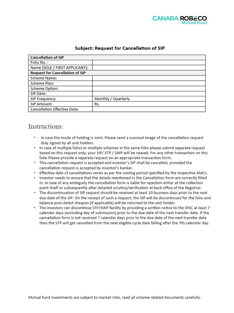 Cancellation Email Format Template Sip Cancellation | PDF