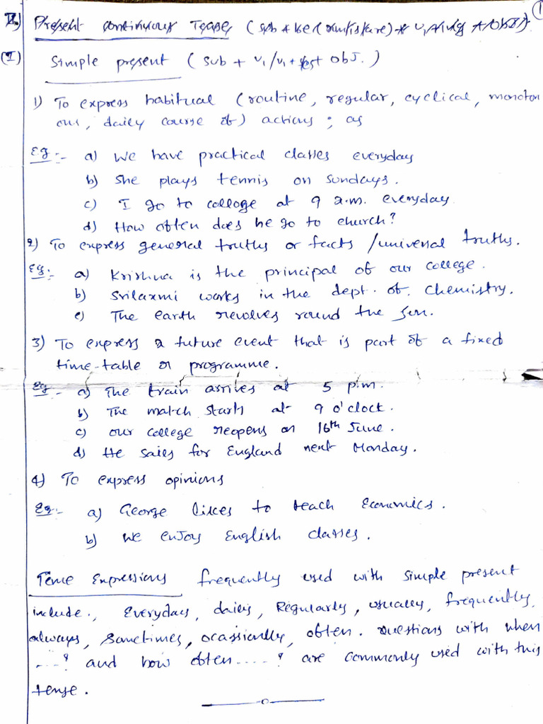 English Grammer Tenses Notes | PDF