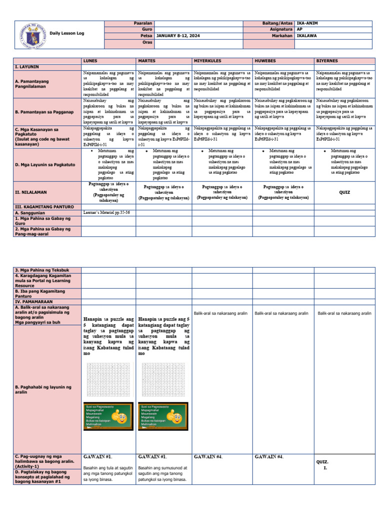 DLL-EsP-WK 9-Q2 | PDF