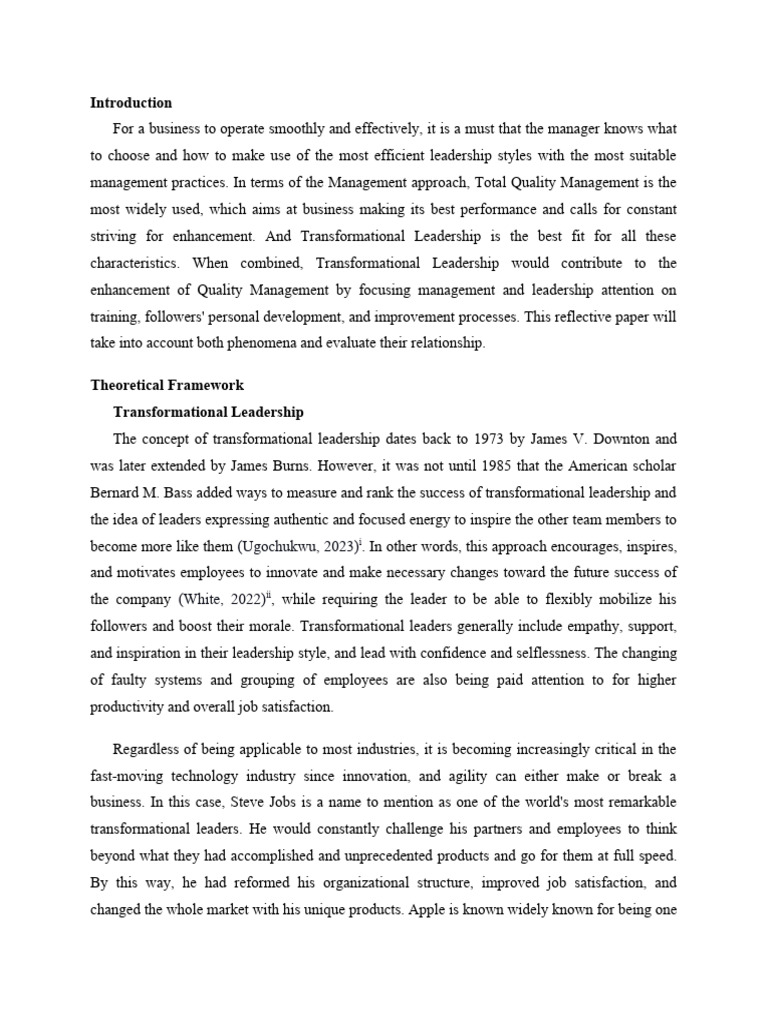 Reflective Essay - Quality Management | PDF