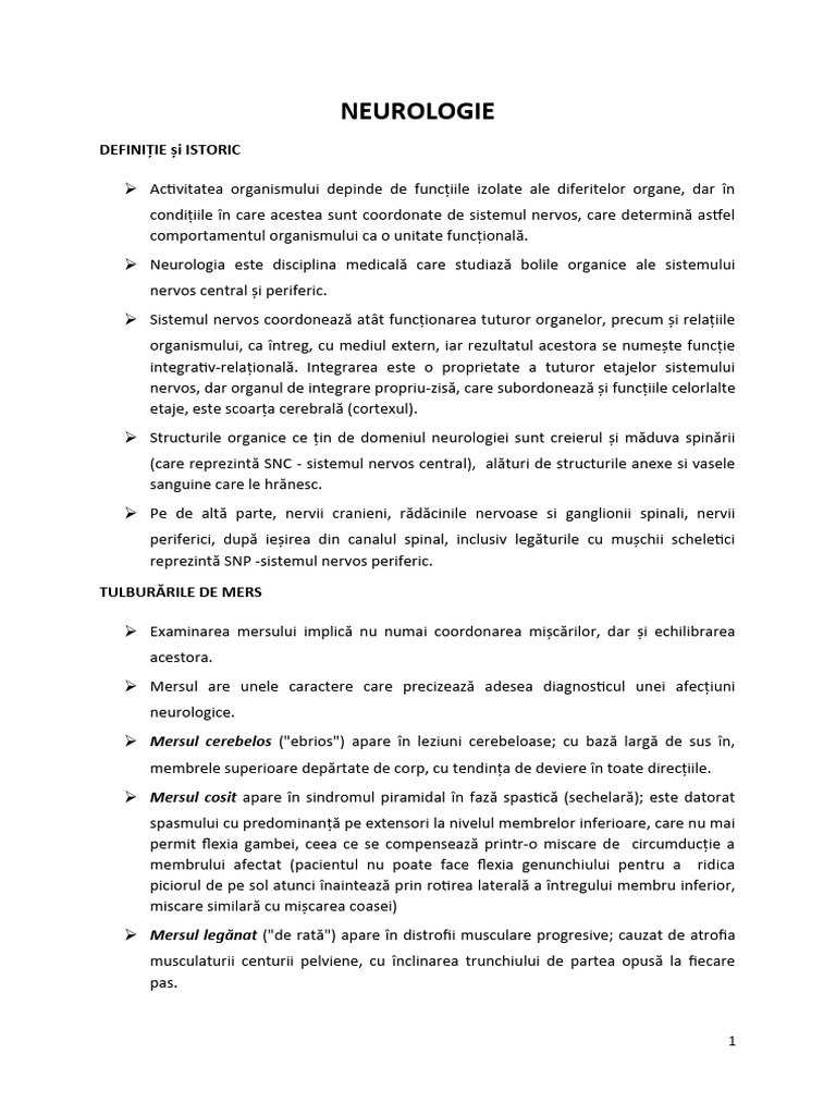 Neurologie: Definiţie Și Istoric | PDF
