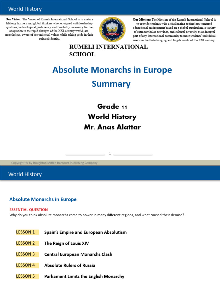 G11 Absolute Monarchs in Europe - Summary | PDF