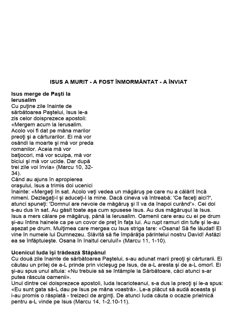 NR 9 - 11 APR ISUS A MURIT - A FOST ÎNMORMÂNTAT - A ÎNVIAT | PDF