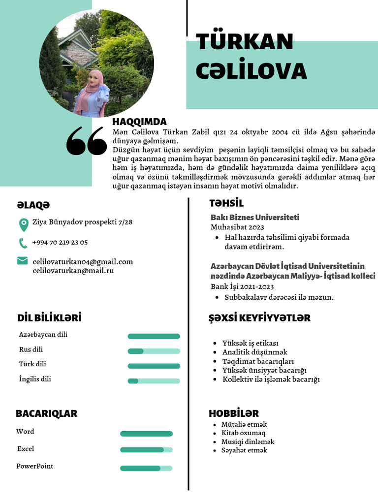 Türkan Cəlilova CV | PDF