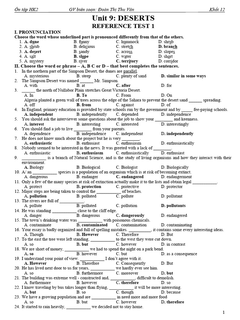 Unit 9-Reference Test 1 | PDF