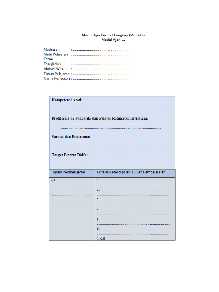 Contoh Format Modul Ajar | PDF