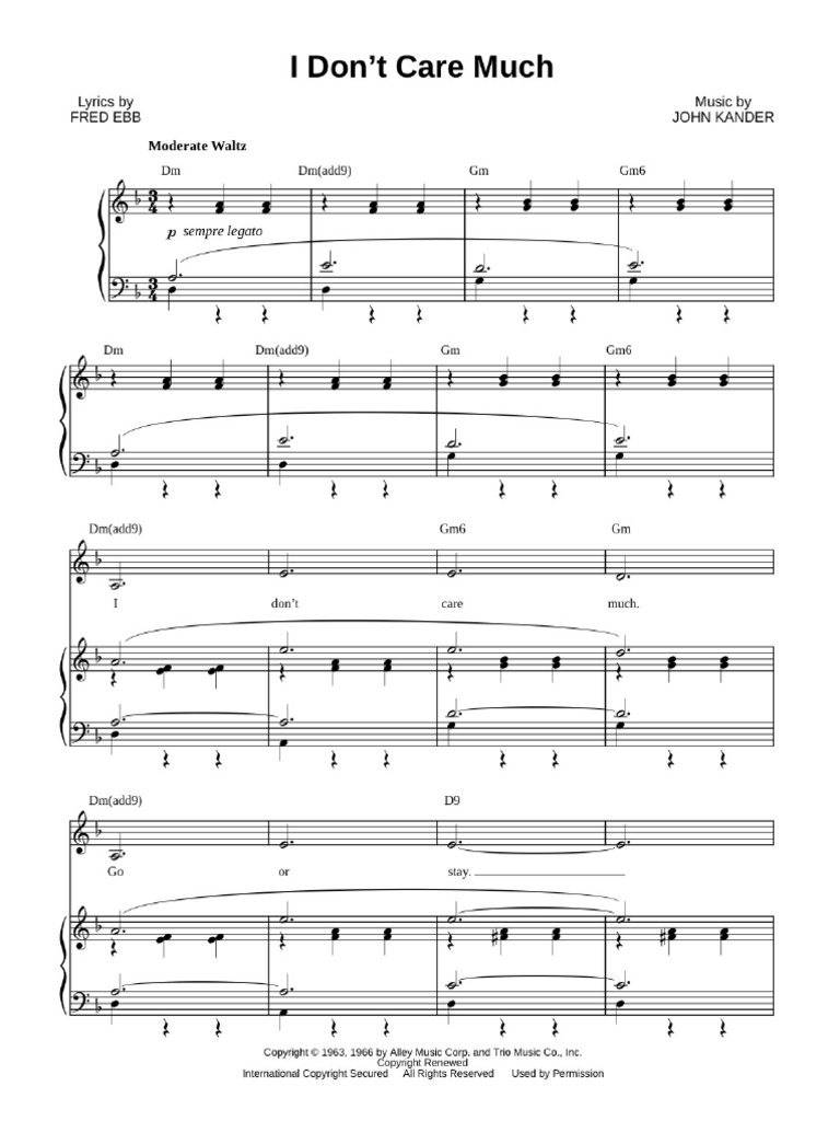 I Don't Care Sheet Music | PDF