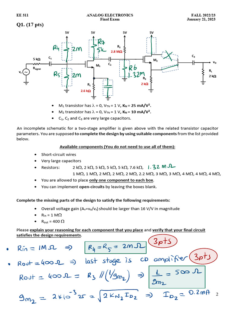 EE311 Final 2022 23 Solutions | PDF
