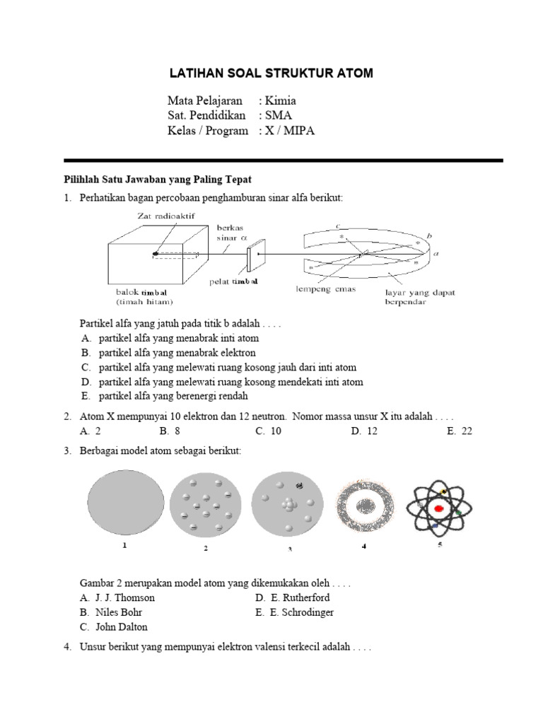 Soal Struktur Atom | PDF | Metode & Bahan Ajar | Sains & Matematika