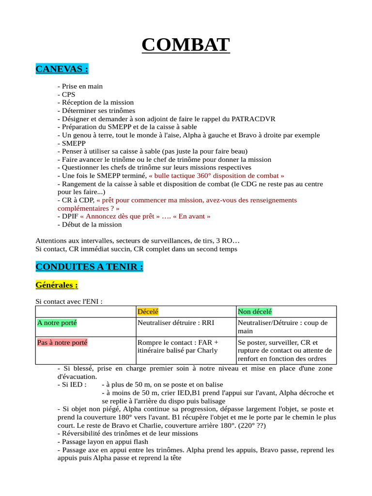 Canevas Combat | PDF