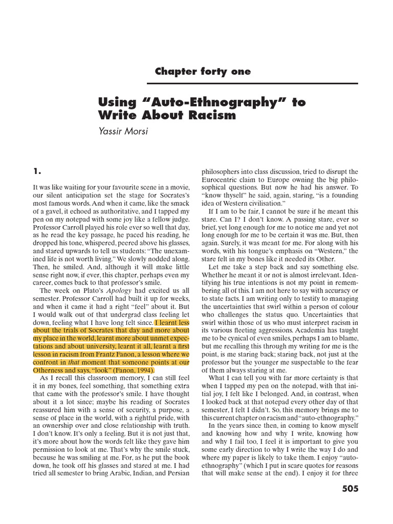 Morsi - Auto-Ethnography | PDF
