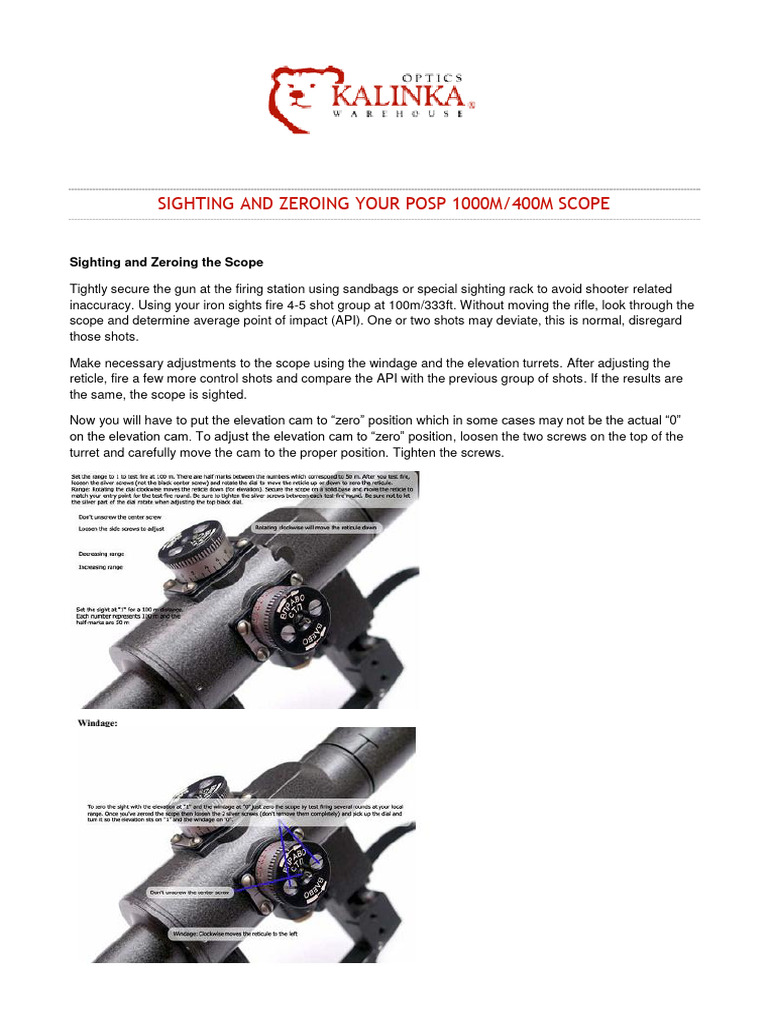 Sighting and Zeroing Your POSP 1000m | PDF