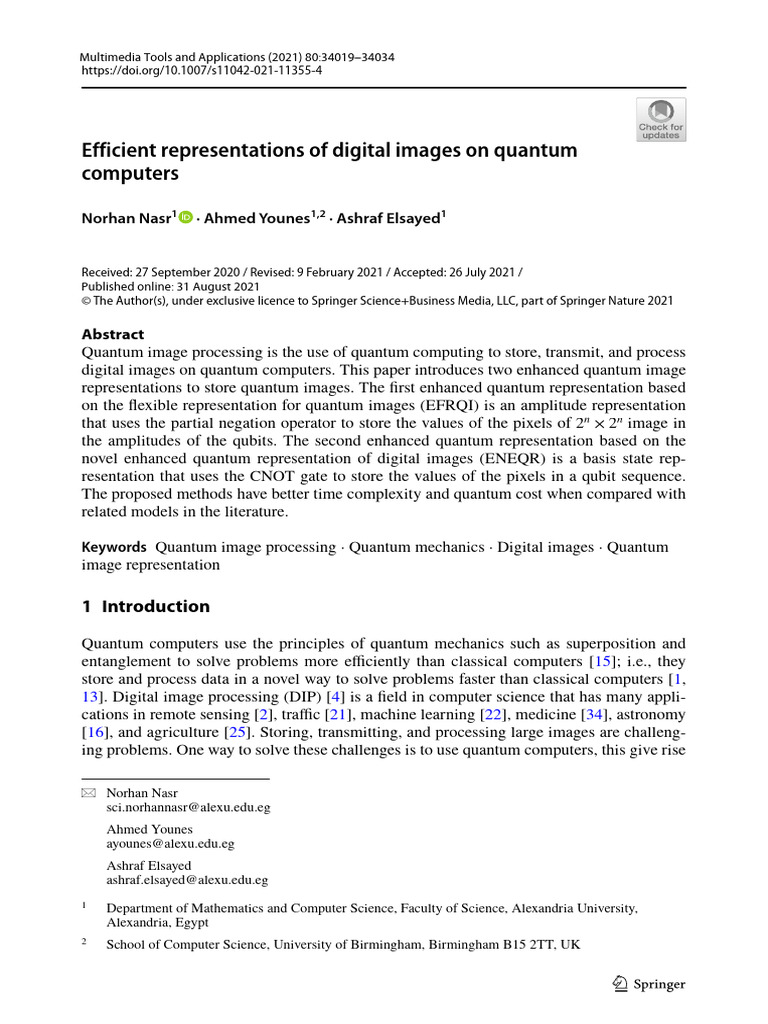 2021 Efficient Representations of Digital Images On Quantum Computers | PDF | Teaching Methods ...