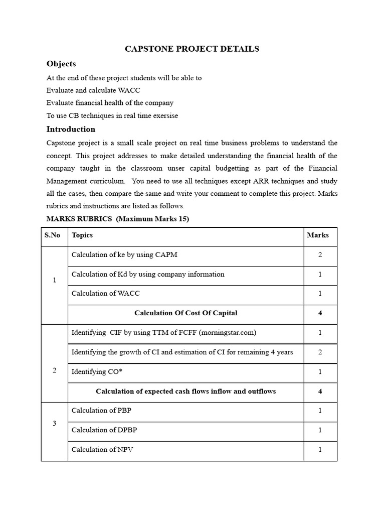 Instruction Finance Capstone | PDF