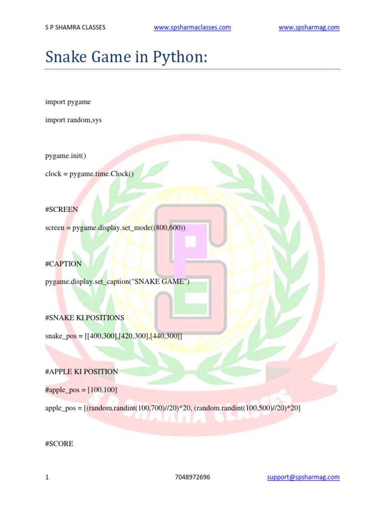 Project 4 - Snake Game in Python | Download Free PDF | Graphic Design