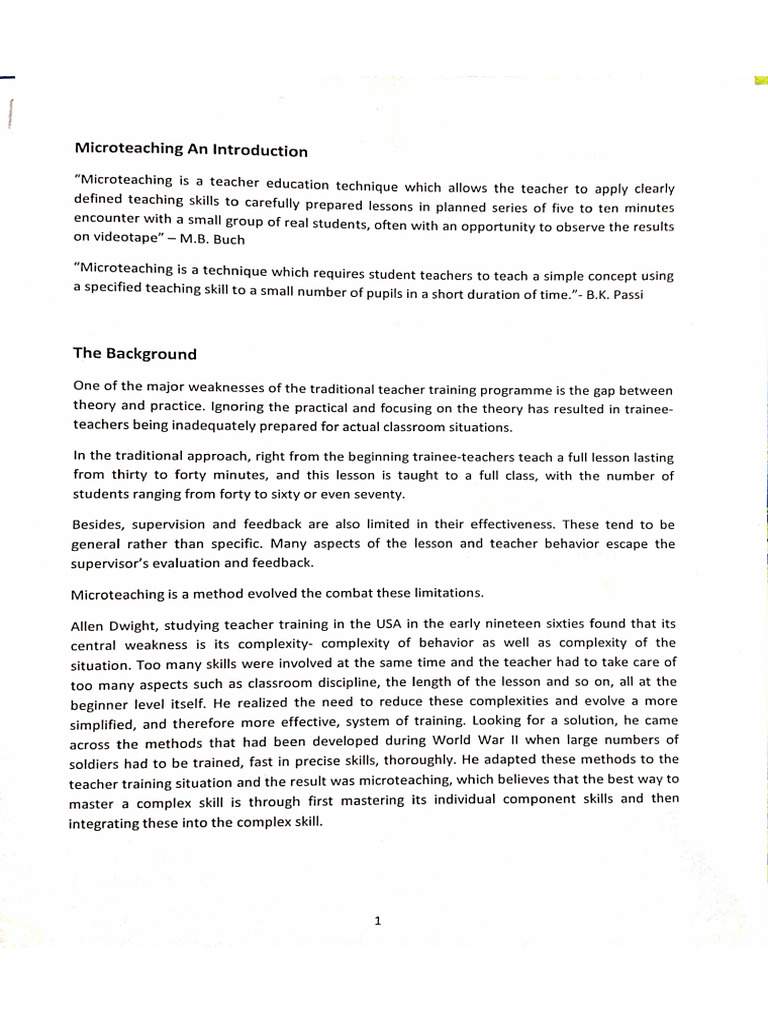 Micro Teaching Booklet | PDF