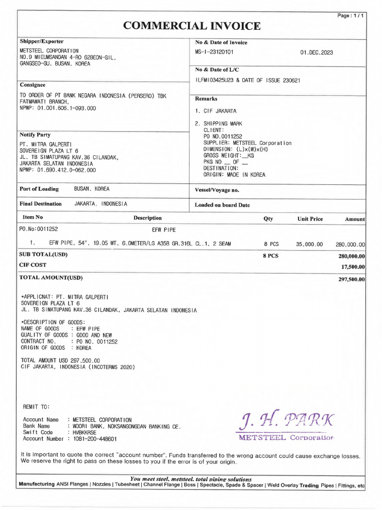 Po.0011252 Cipl | PDF