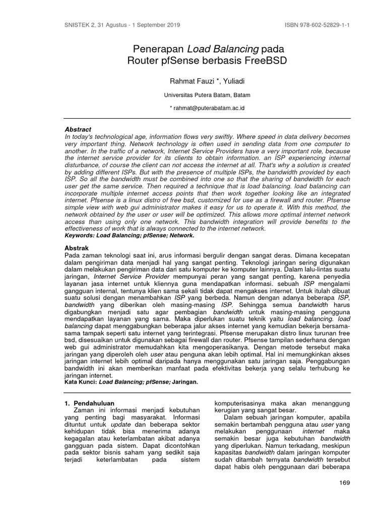 Penerapan Load Balancing Pada Router Pfsense Berbasis Freebsd | PDF