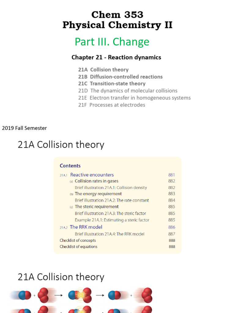 Chem 353 Physical Chemistry II: Part III. Change | PDF