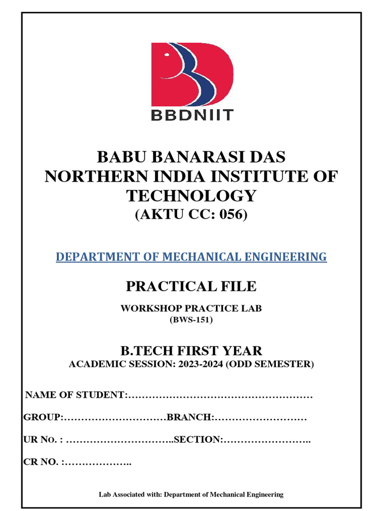 Workshop Lab File 2023-24 (Odd Sem) | PDF | Art | Technology & Engineering