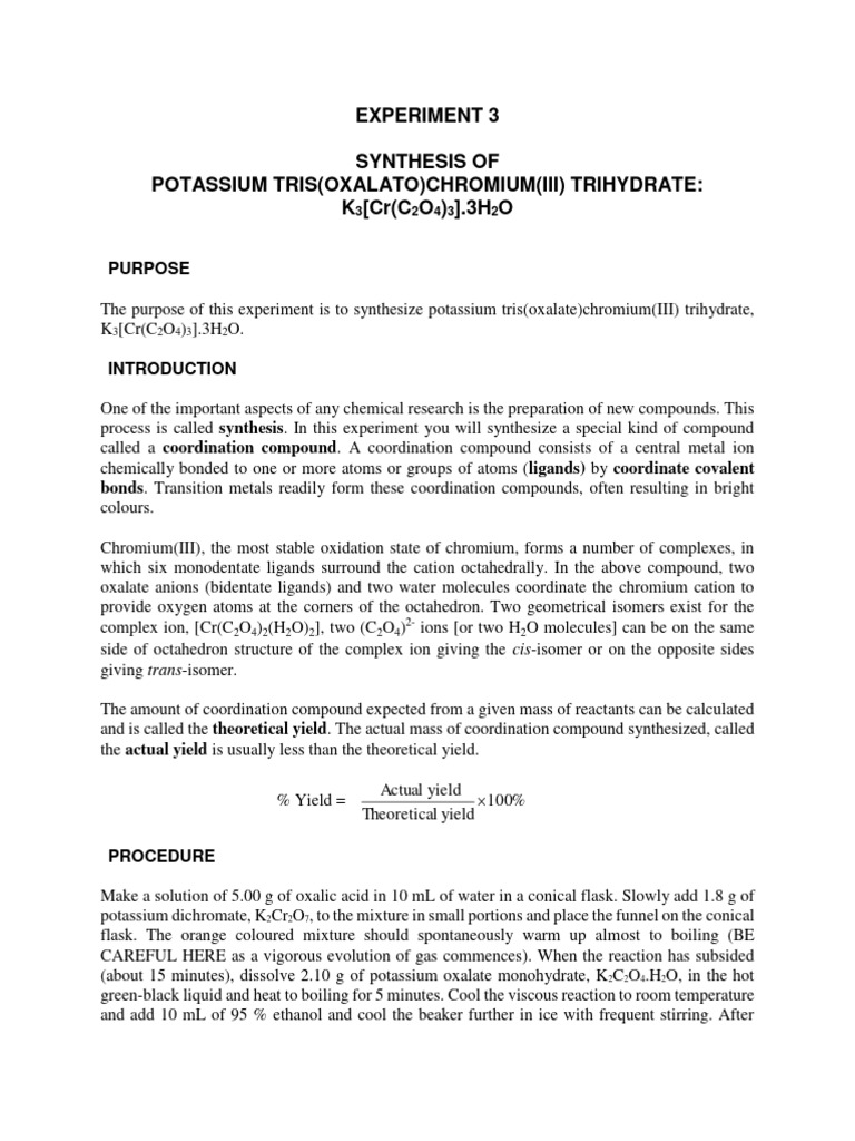 CHM477 Lab - EXP 3 & 4 | PDF