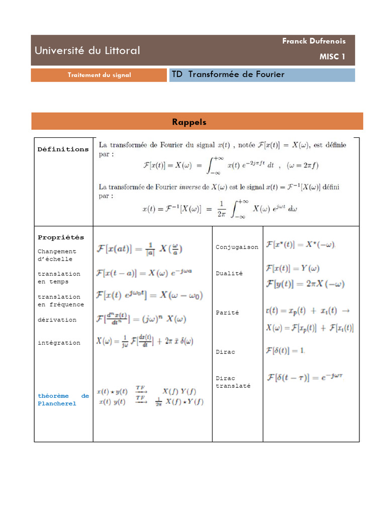 Transformée de Fourier et Signaux | PDF