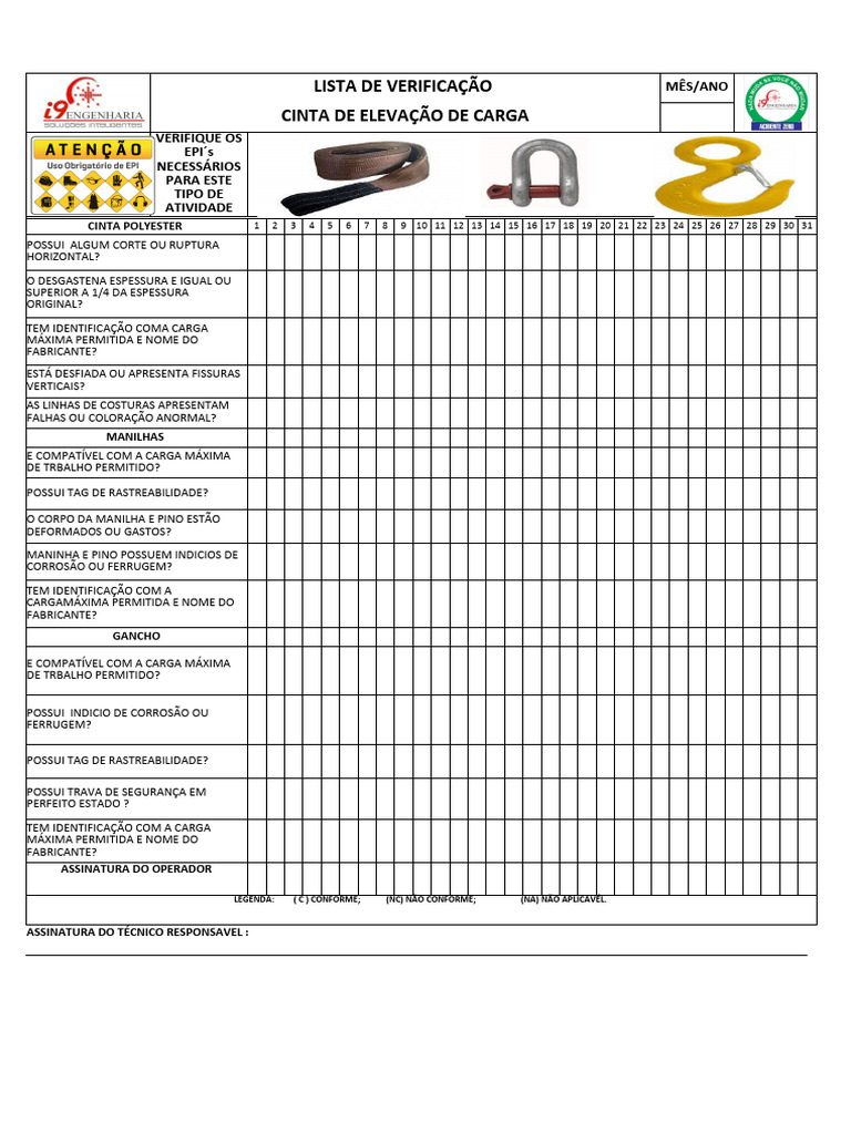 Check-List_Cinta de Içamento de Carga-I9 | PDF