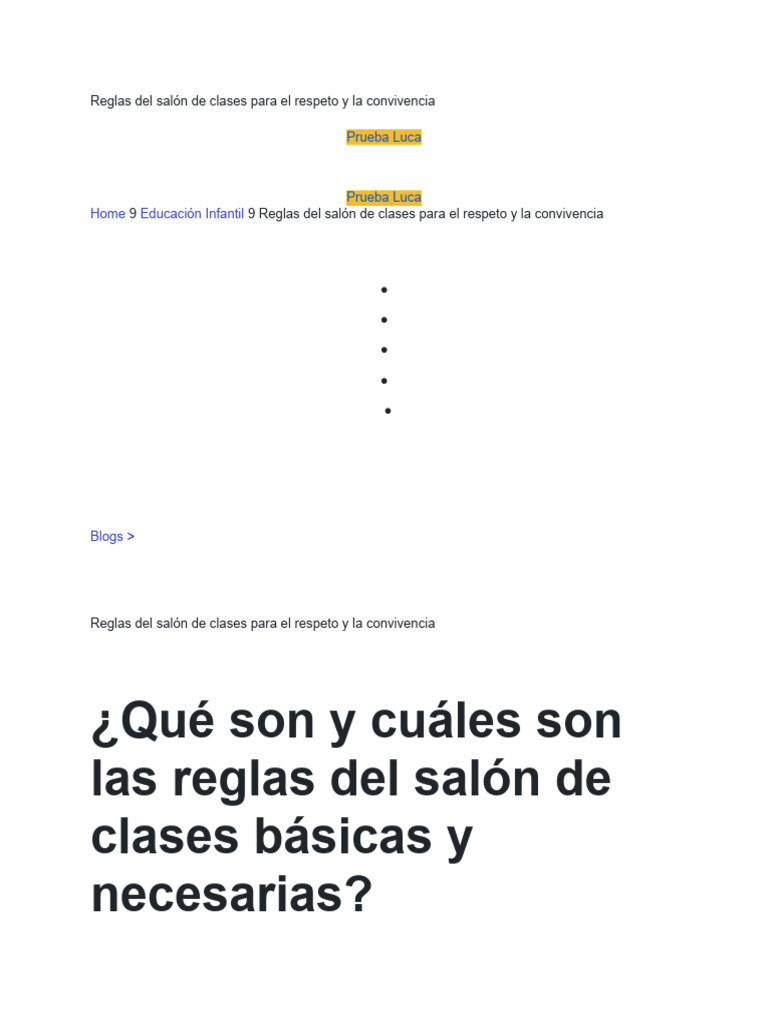 Reglas del salón de clases para el respeto y la convivencia | PDF ...