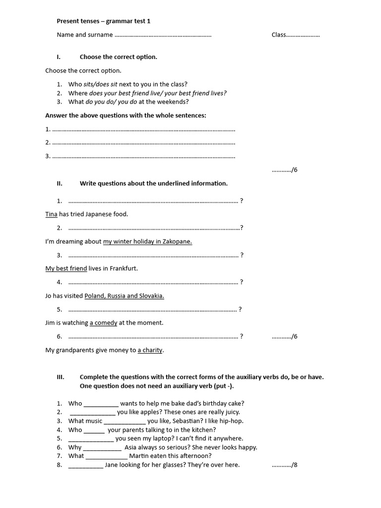 Focus 2 Grammar - Present Simple Questions | PDF