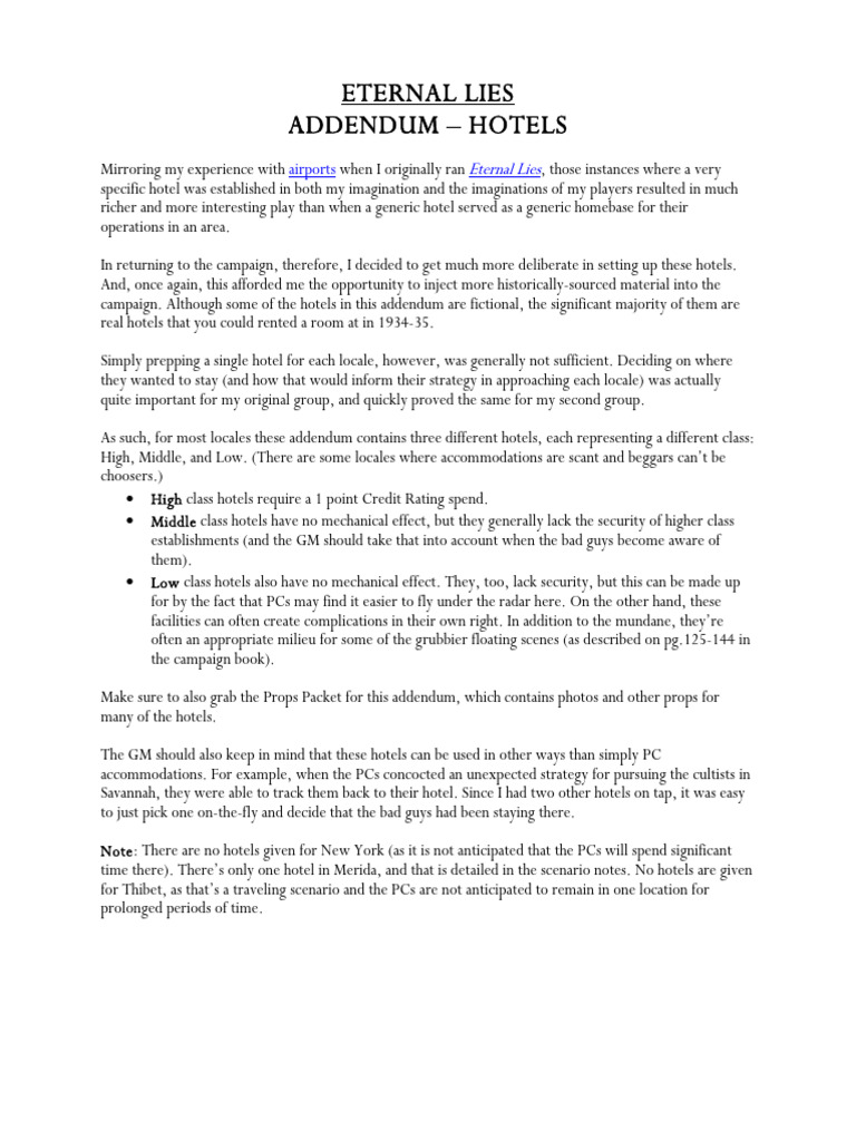 Addendum Hotels | PDF