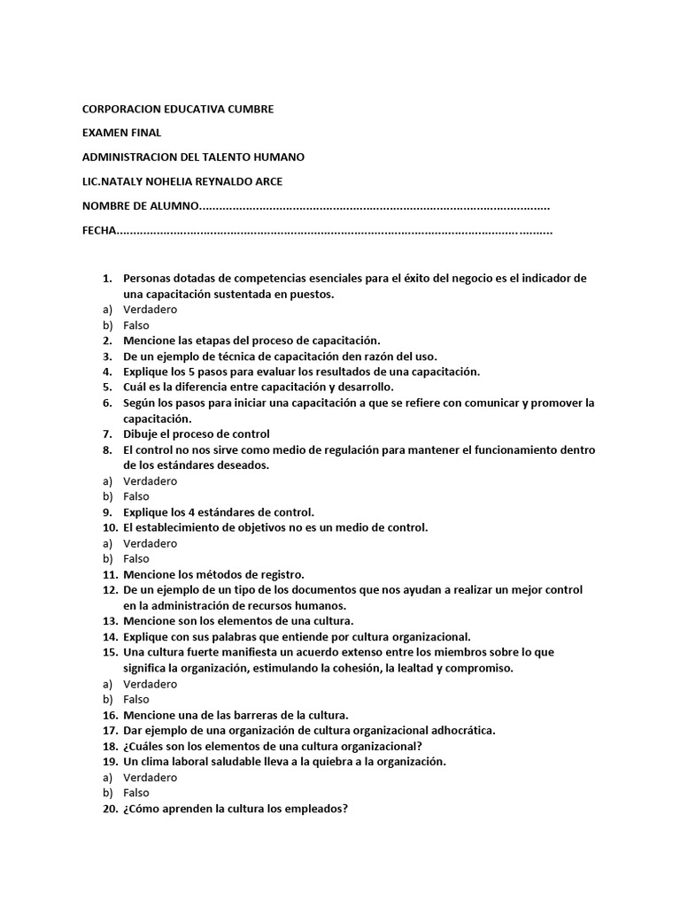 Examen Final Ath | PDF