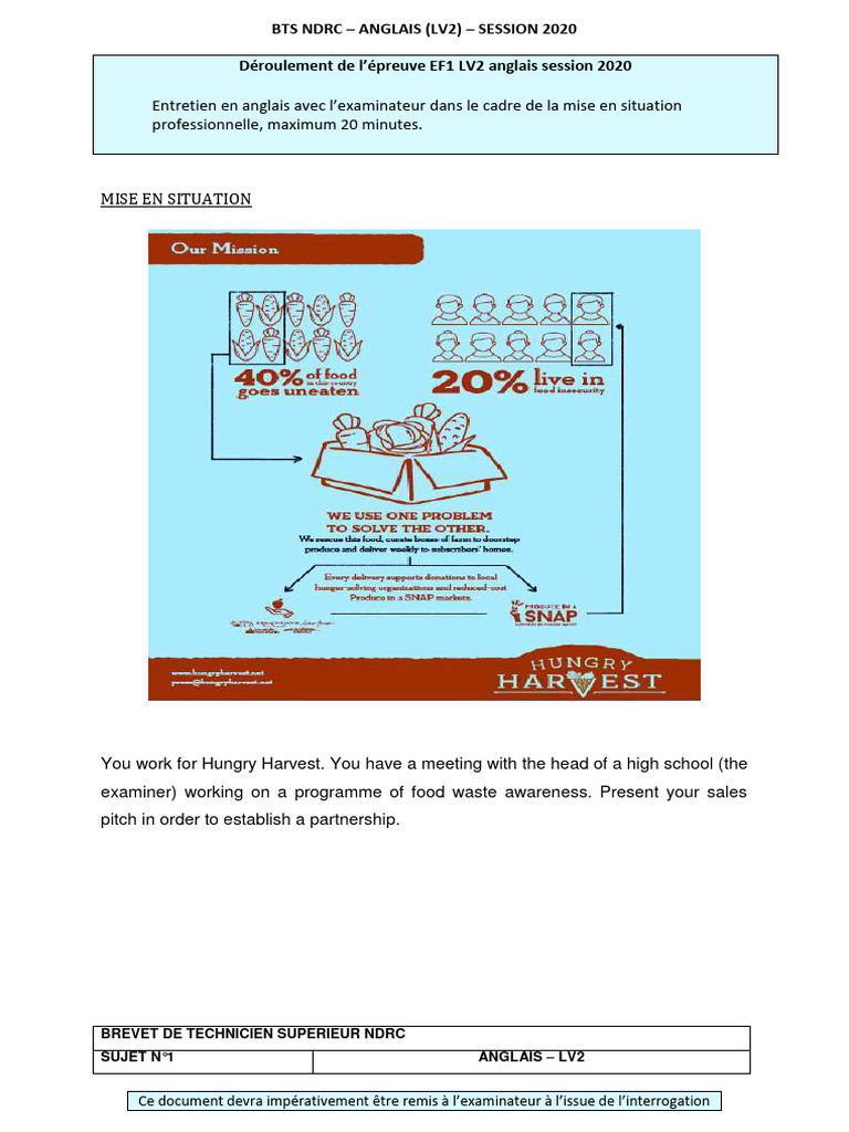 BTS NDRC 2020 English Exam Guide | PDF