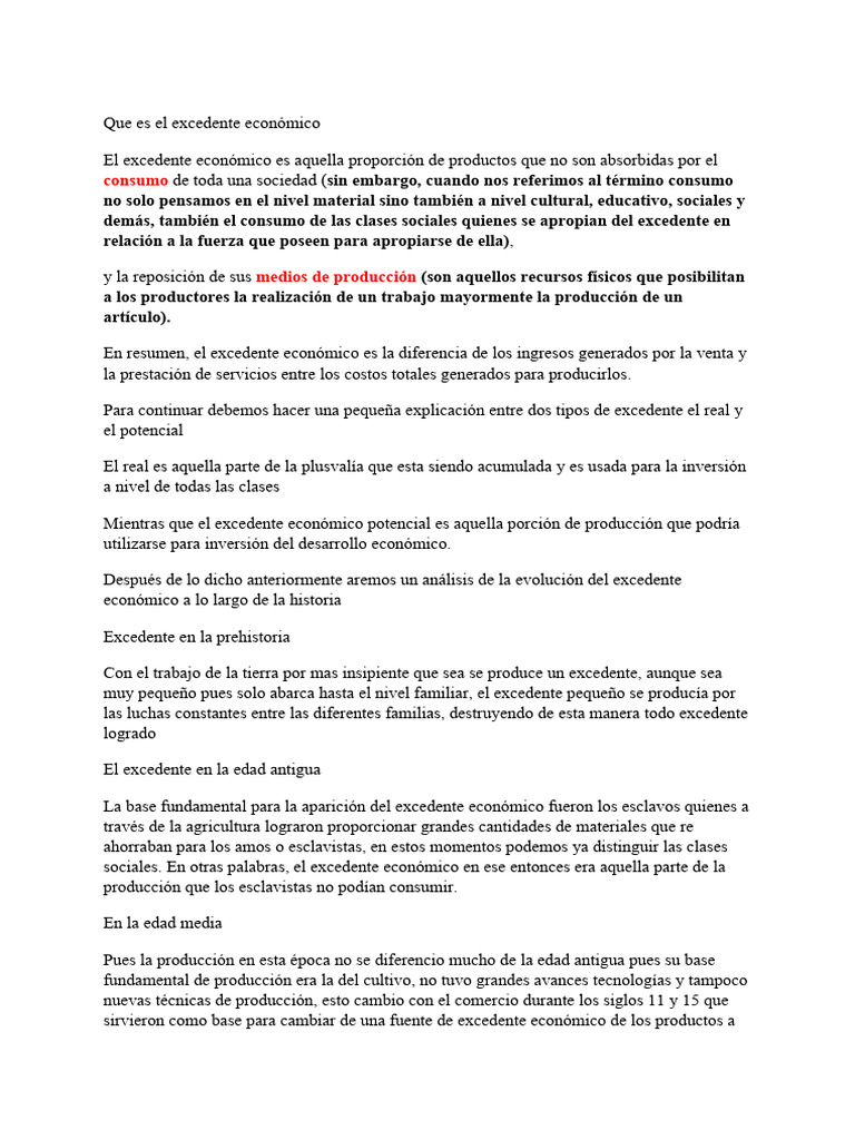 Que Es El Excedente Económico | PDF