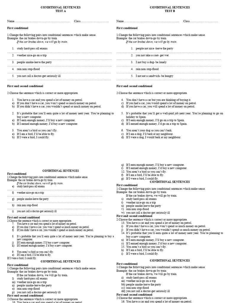 Conditional Sentences - Test | PDF