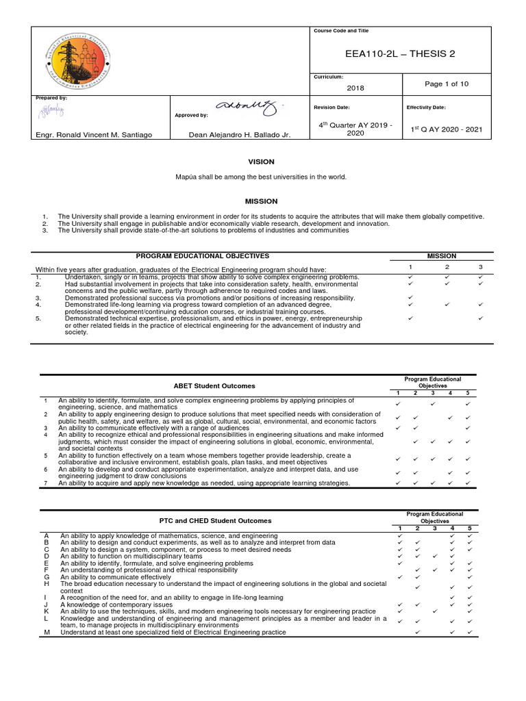 Syllabus EA110-2L | PDF