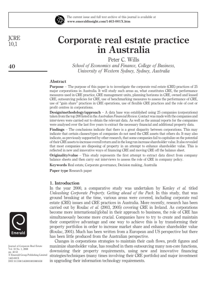 Tut 1 Corporate Real Estate Practice in Australia | PDF
