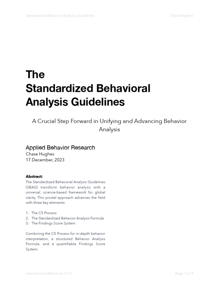 The Standard Behavior Analysis Guidelines | PDF | Accuracy And ...
