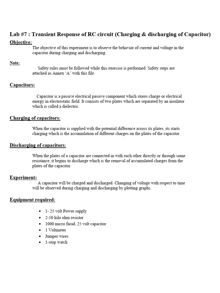 Lab 8-transient responseof RC Circuit | PDF