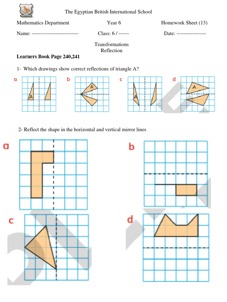 Homework Sheet 13 Reflection 1 Pdf