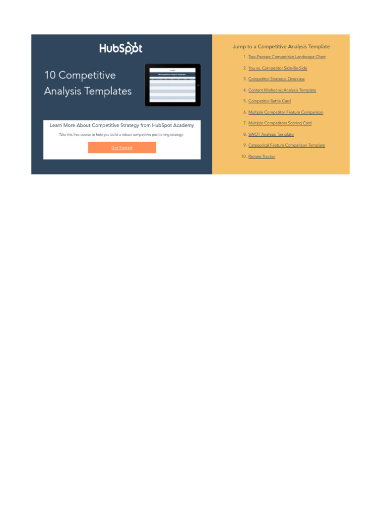 10 Competitive Analysis Templates - HubSpot - 1 | PDF | Swot Analysis ...