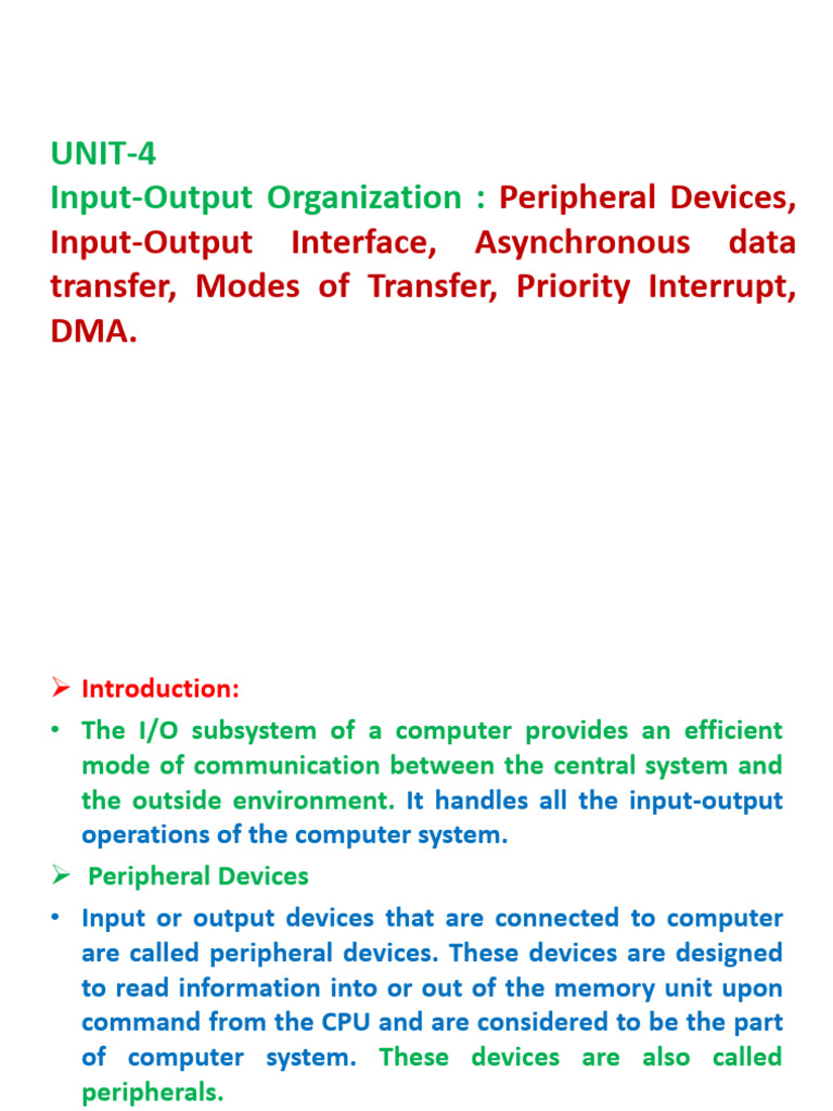 Coa Unit 4-1 Input-Output Organisation | PDF