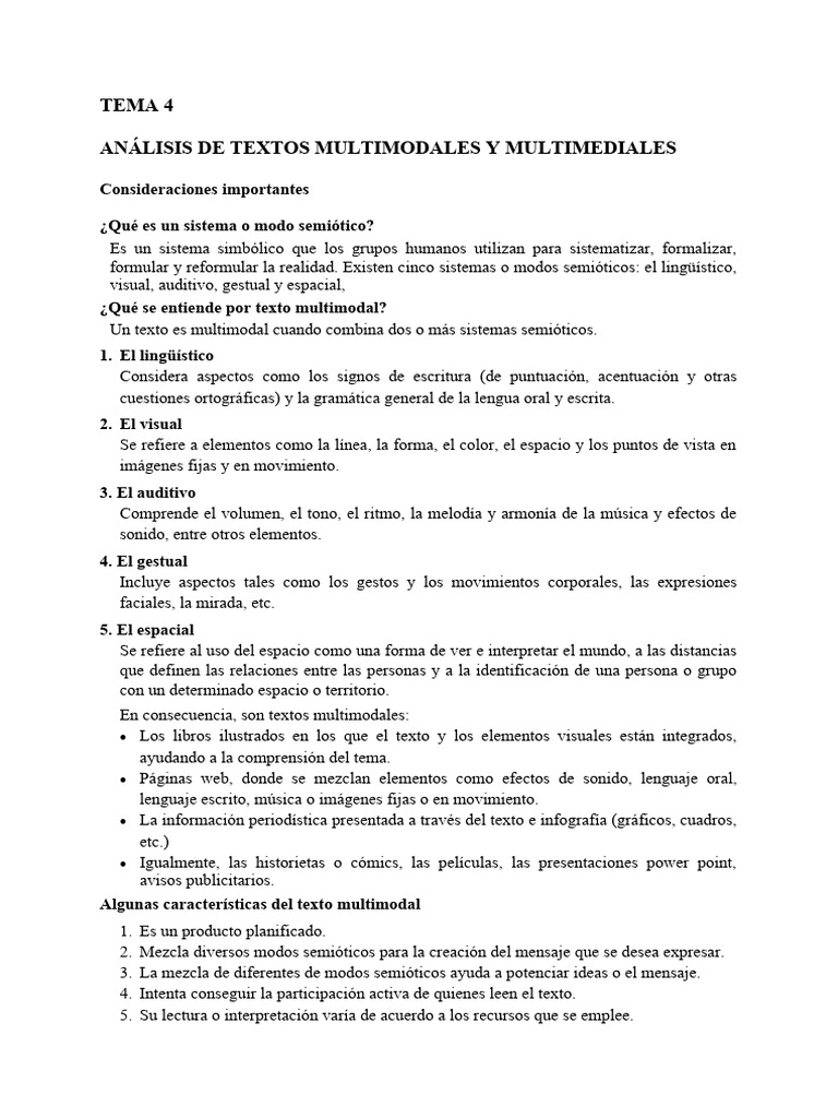 Tema 4 Análisis de Textos Multimodales | PDF