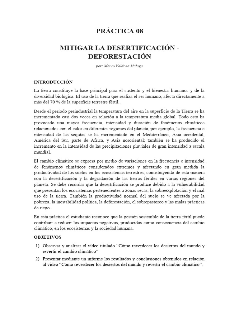 Práctica 08 Mitigar La Desertificación ZZZZZZZZZZZ | PDF | Pasto | Tierra