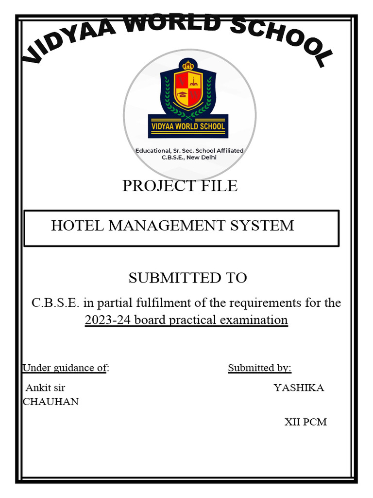 HOTEL MANAGEMENT SYSTEM (front page) | PDF
