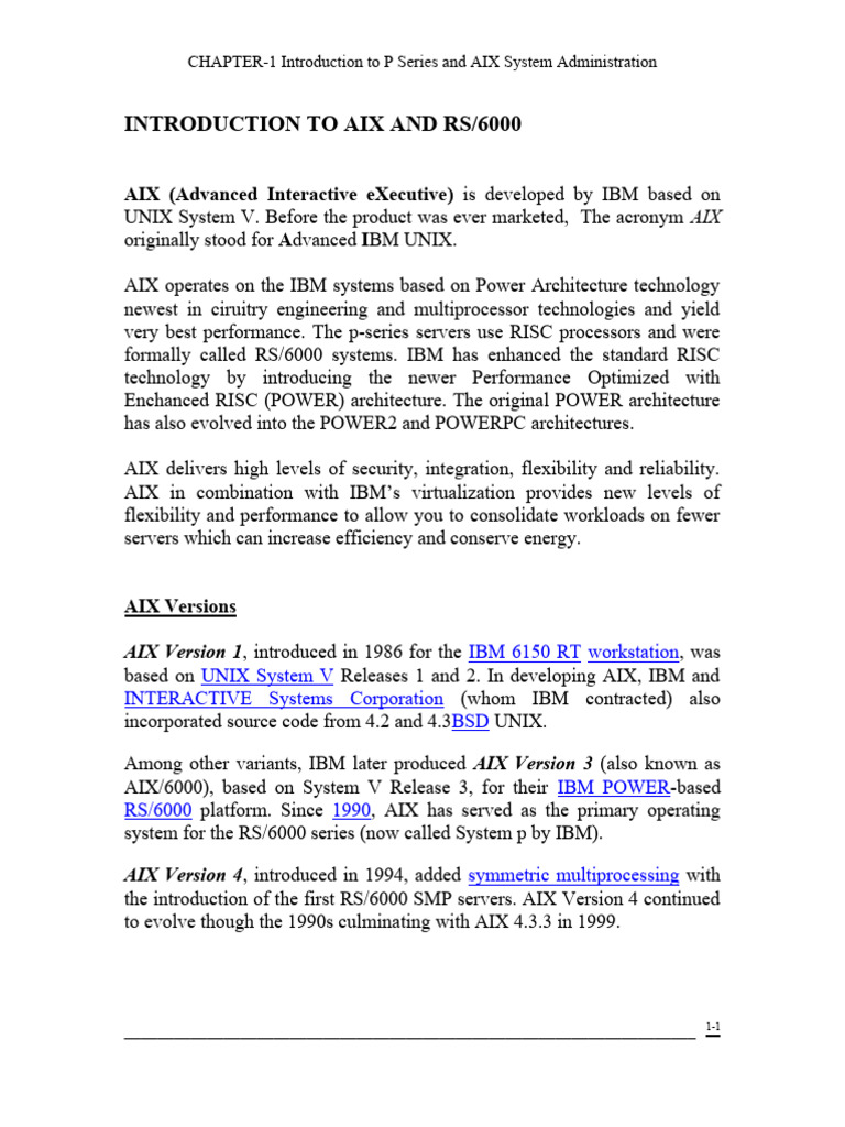 Chapter 1 Introduction To Pseries and Aix System Administrator | PDF ...