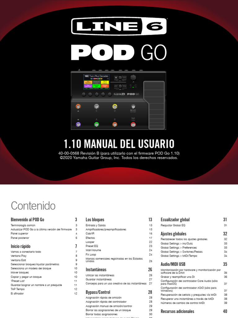 POD Go 1.10 Owner's Manual - Spanish | PDF | Altoparlante | Ventana ...